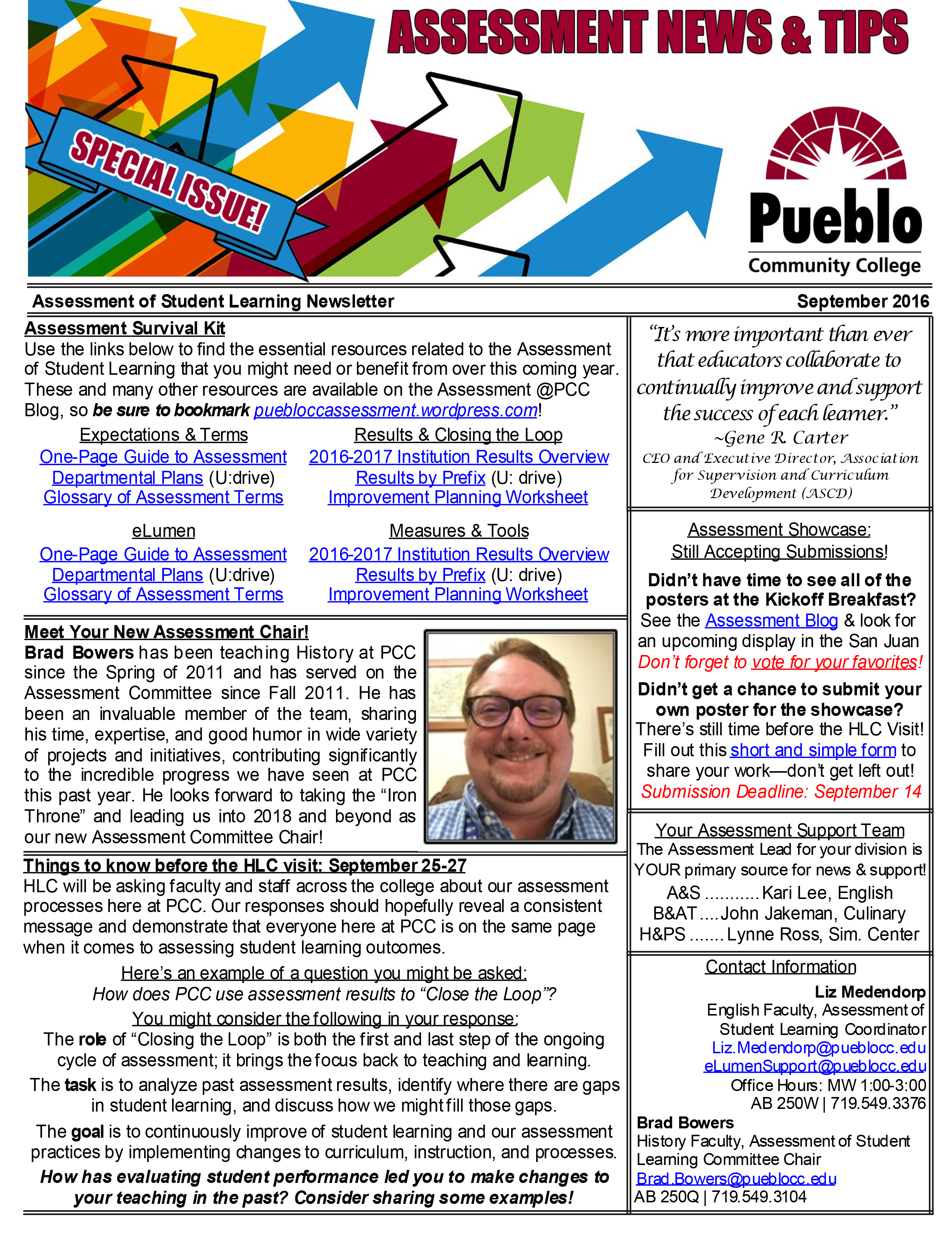 Newsletter – Assessment of Student Learning @PCC